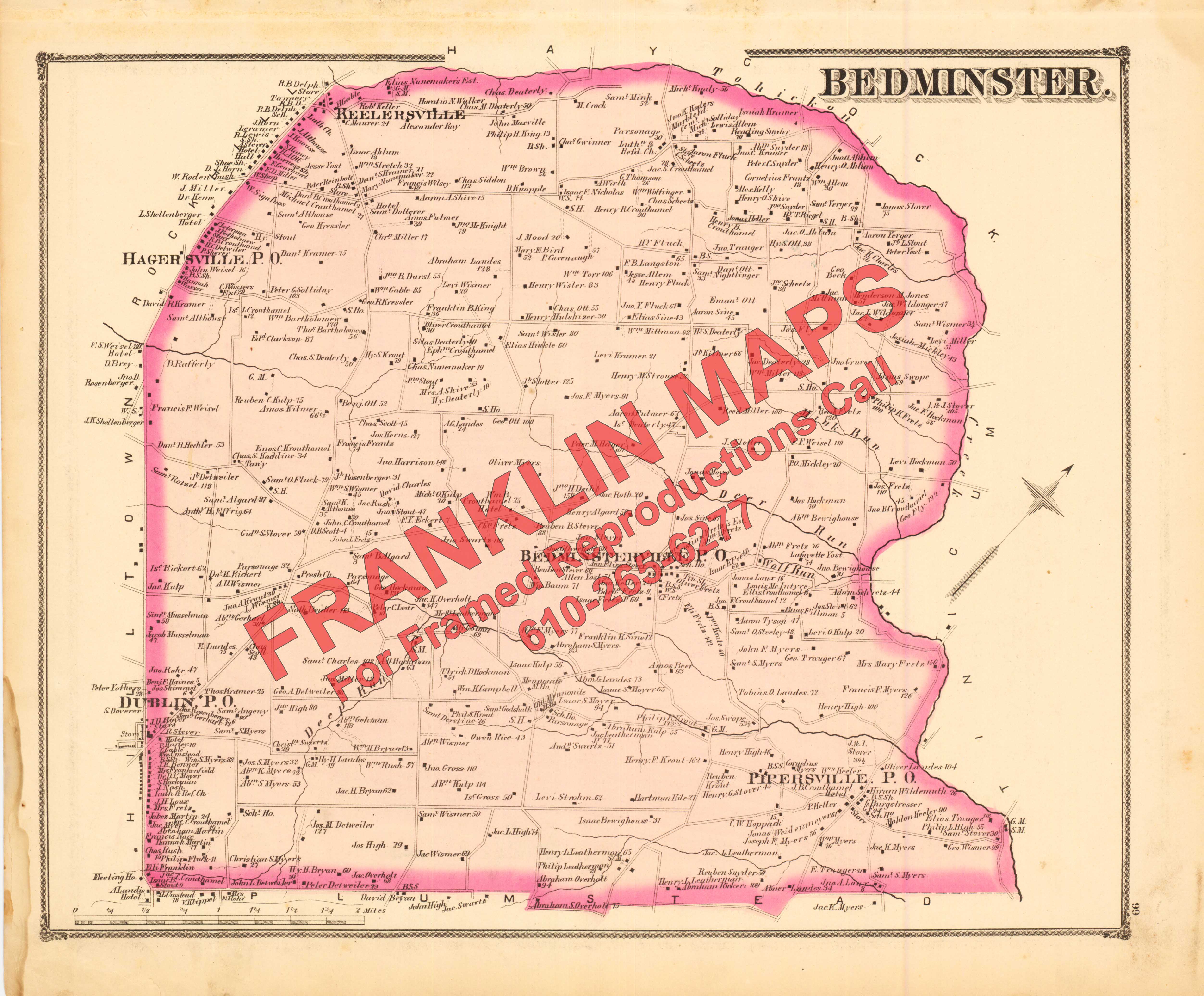 Combination Atlas Map of Bucks County, Pennsylvania, J. D. Scott, 1876 ...