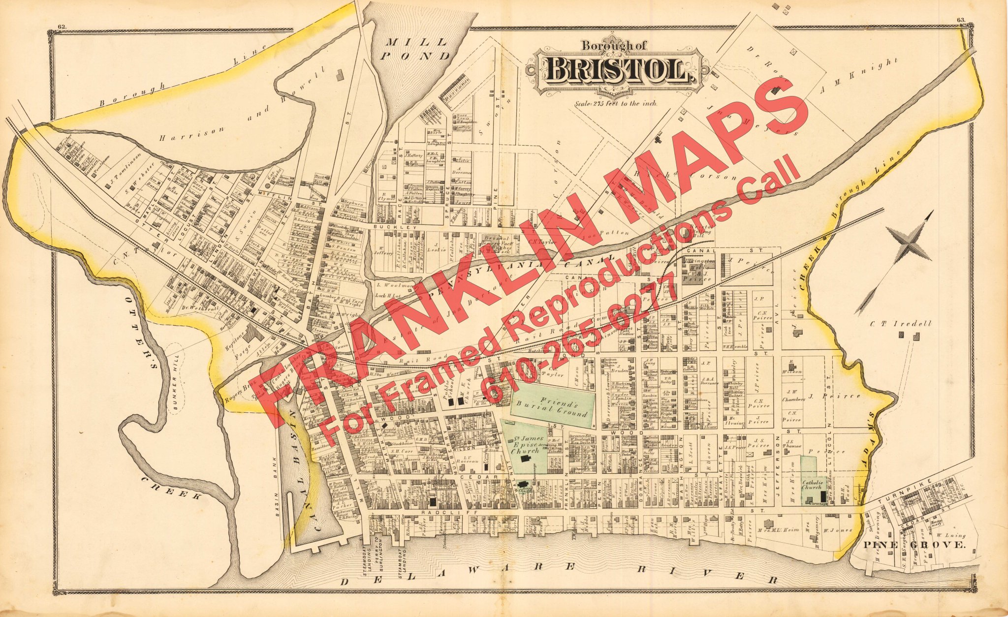 Combination Atlas Map of Bucks County, Pennsylvania, J. D. Scott, 1876 ...