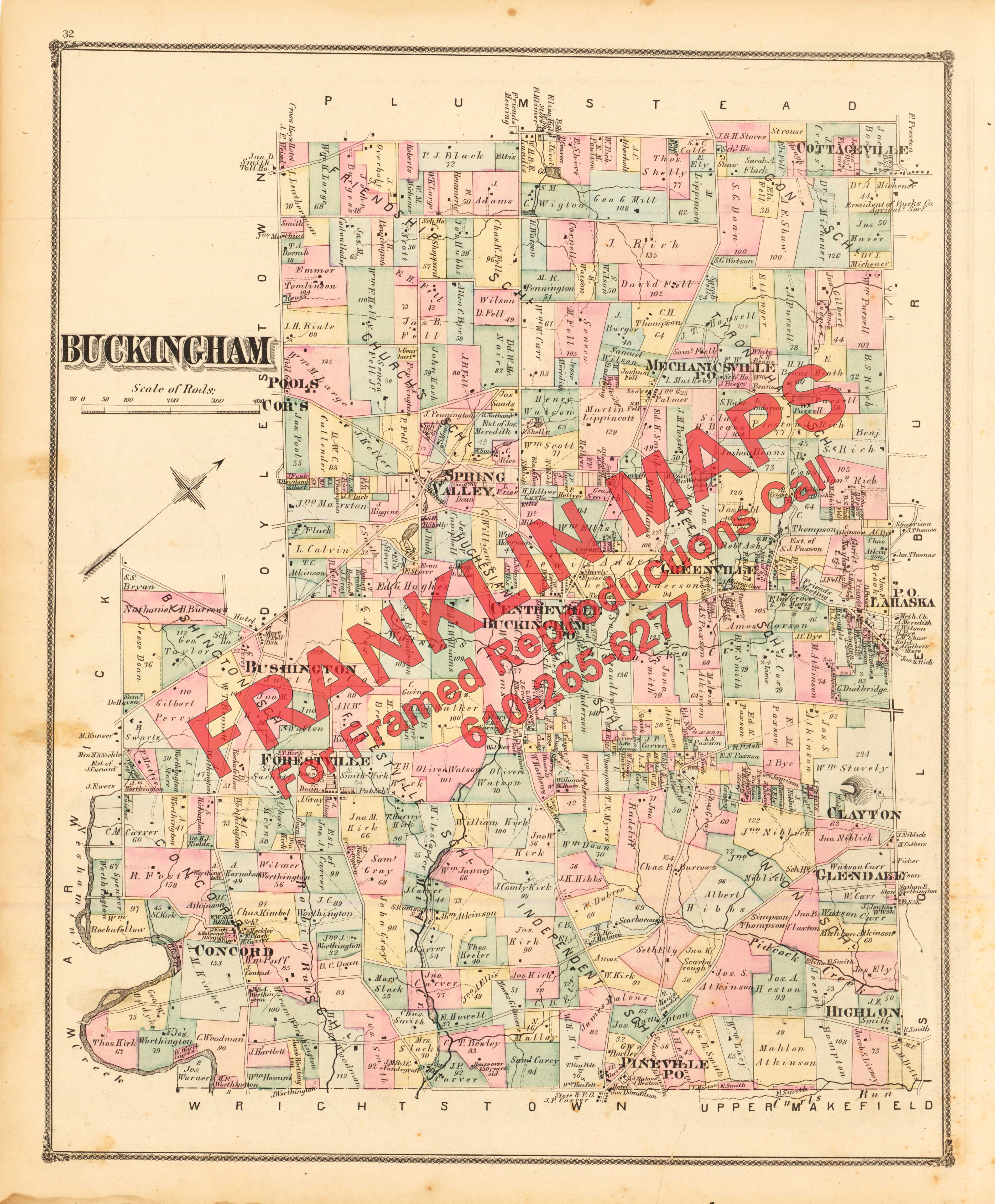 Combination Atlas Map of Bucks County, Pennsylvania, J. D. Scott, 1876 ...