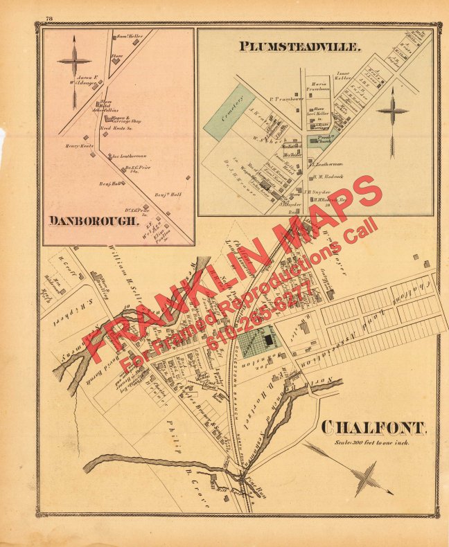 Combination Atlas Map of Bucks County, Pennsylvania, J. D. Scott, 1876 ...