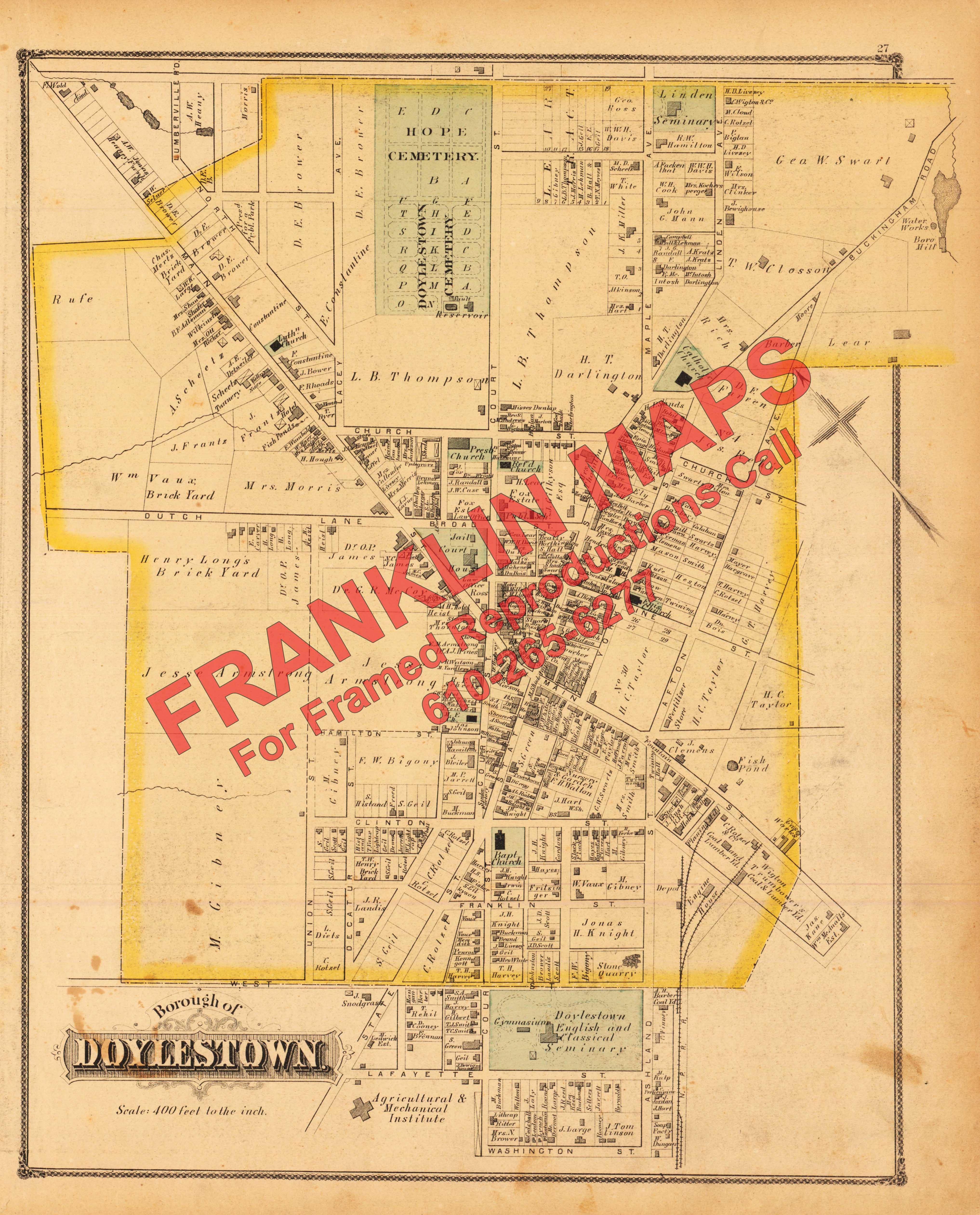 Combination Atlas Map of Bucks County, Pennsylvania, J. D. Scott, 1876 ...