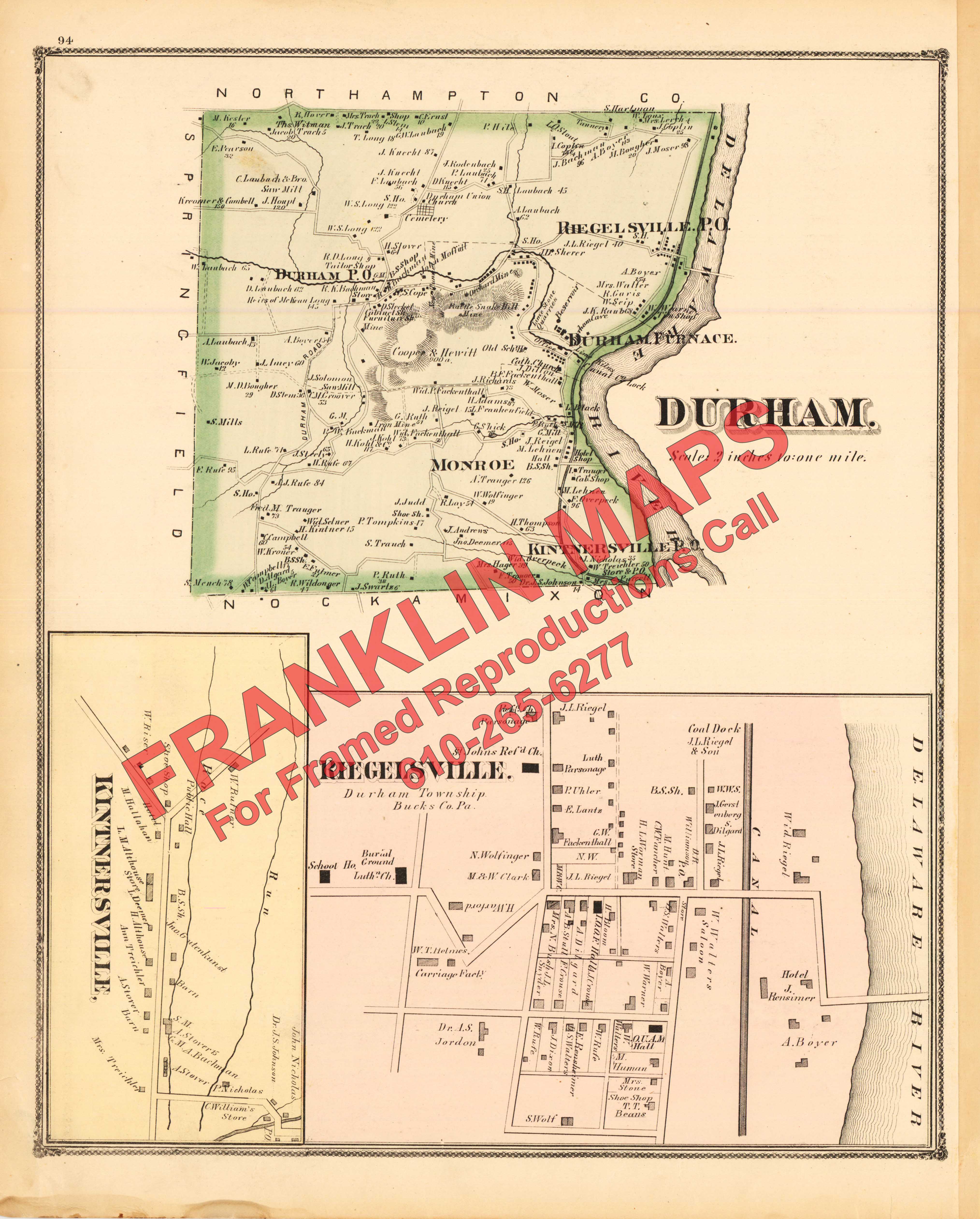 Combination Atlas Map of Bucks County, Pennsylvania, J. D. Scott, 1876 ...