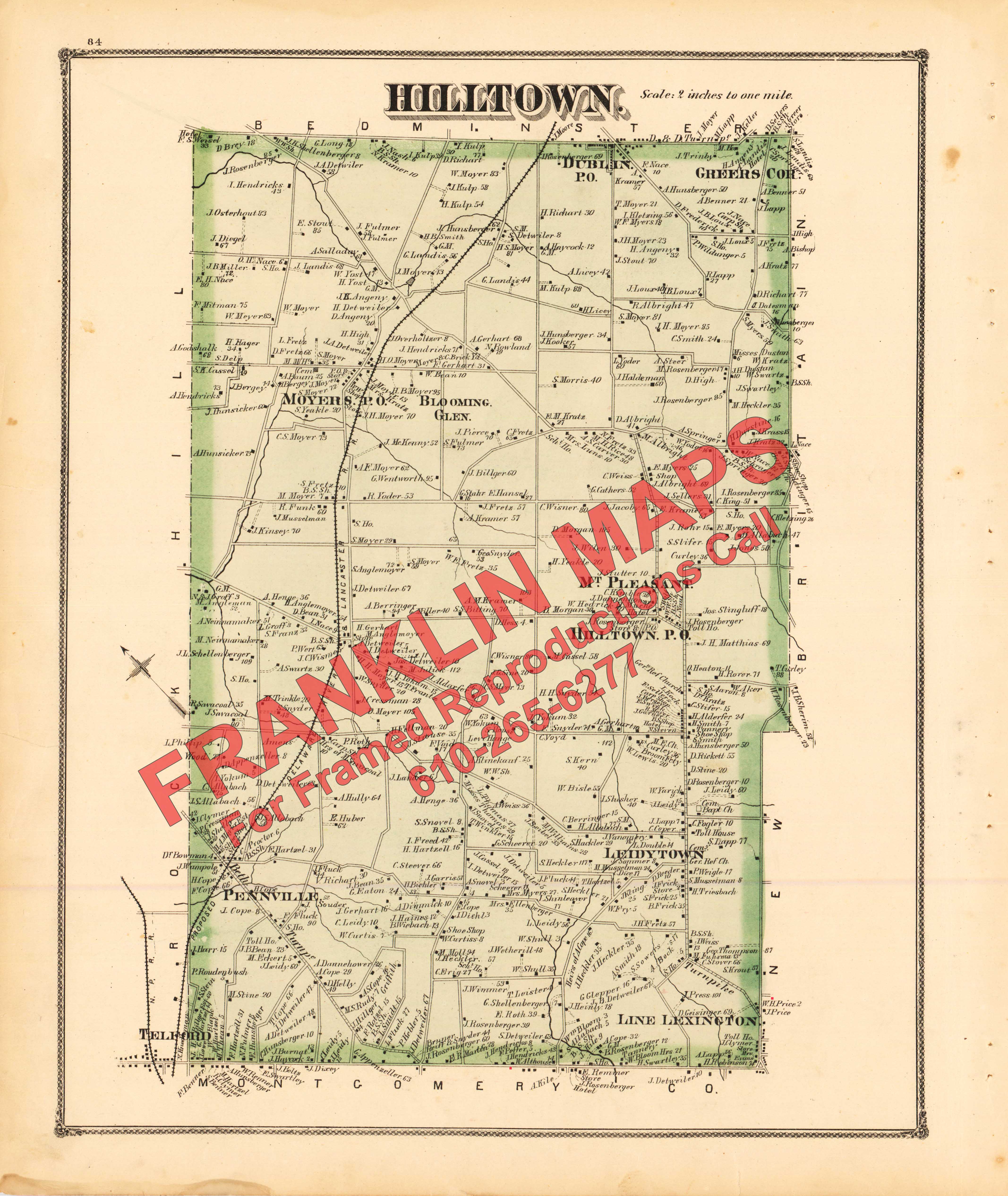 Combination Atlas Map of Bucks County, Pennsylvania, J. D. Scott, 1876 ...