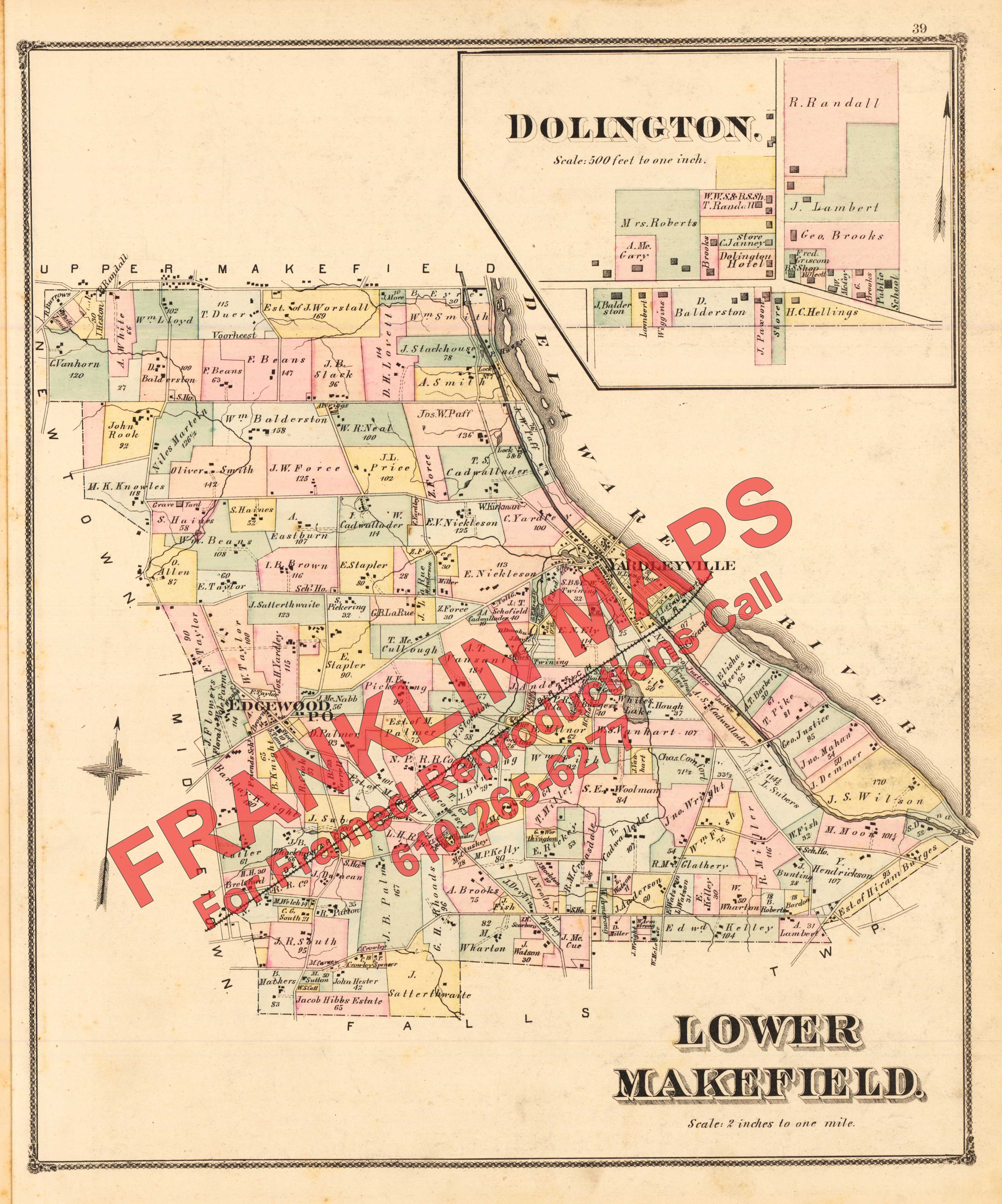 Combination Atlas Map of Bucks County, Pennsylvania, J. D. Scott, 1876 ...