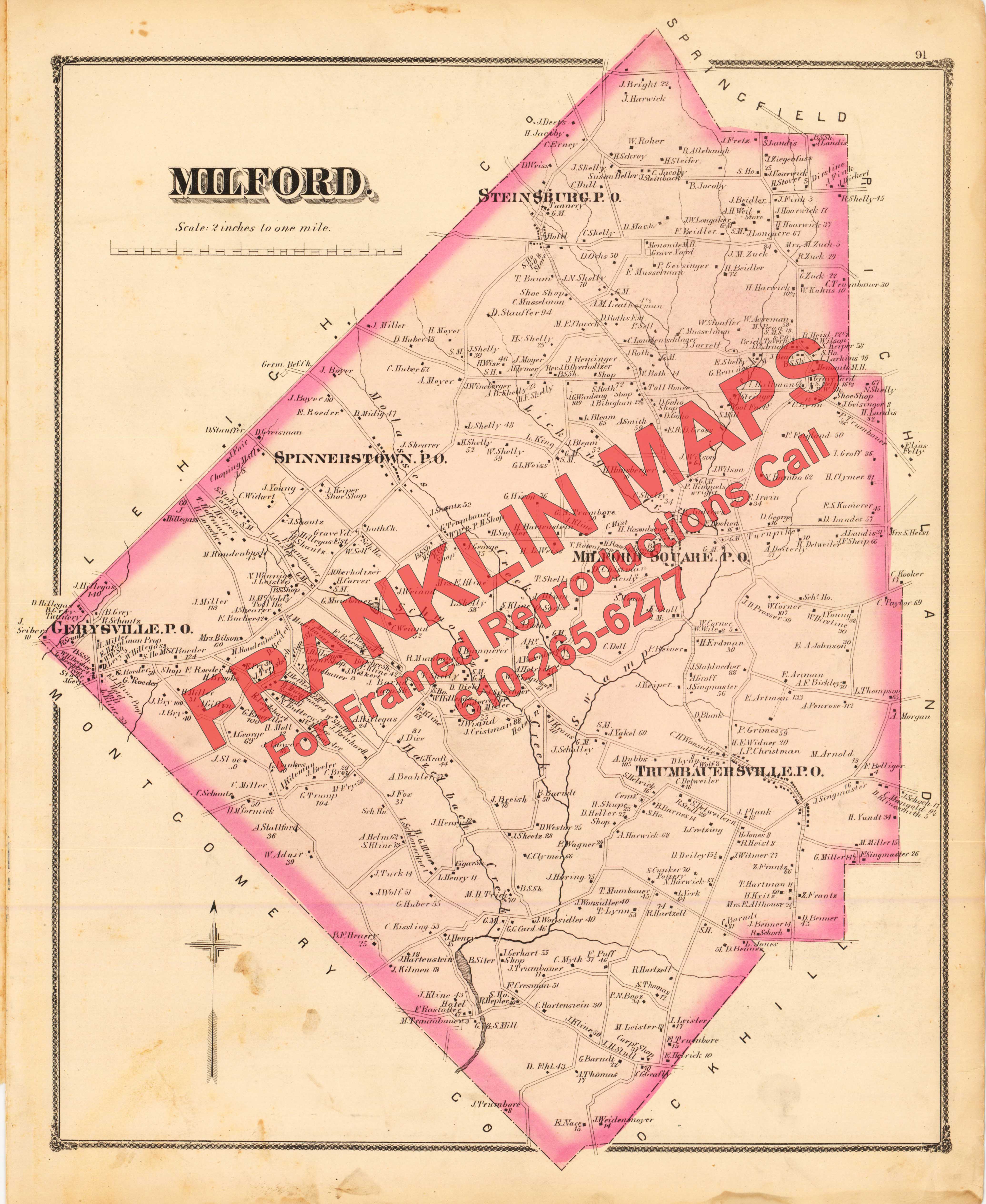 Combination Atlas Map of Bucks County, Pennsylvania, J. D. Scott, 1876 ...