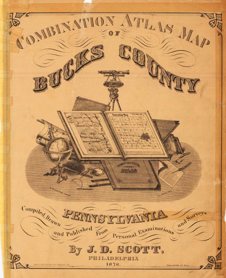Combination Atlas Map of Bucks County, Pennsylvania, J. D. Scott, 1876 ...